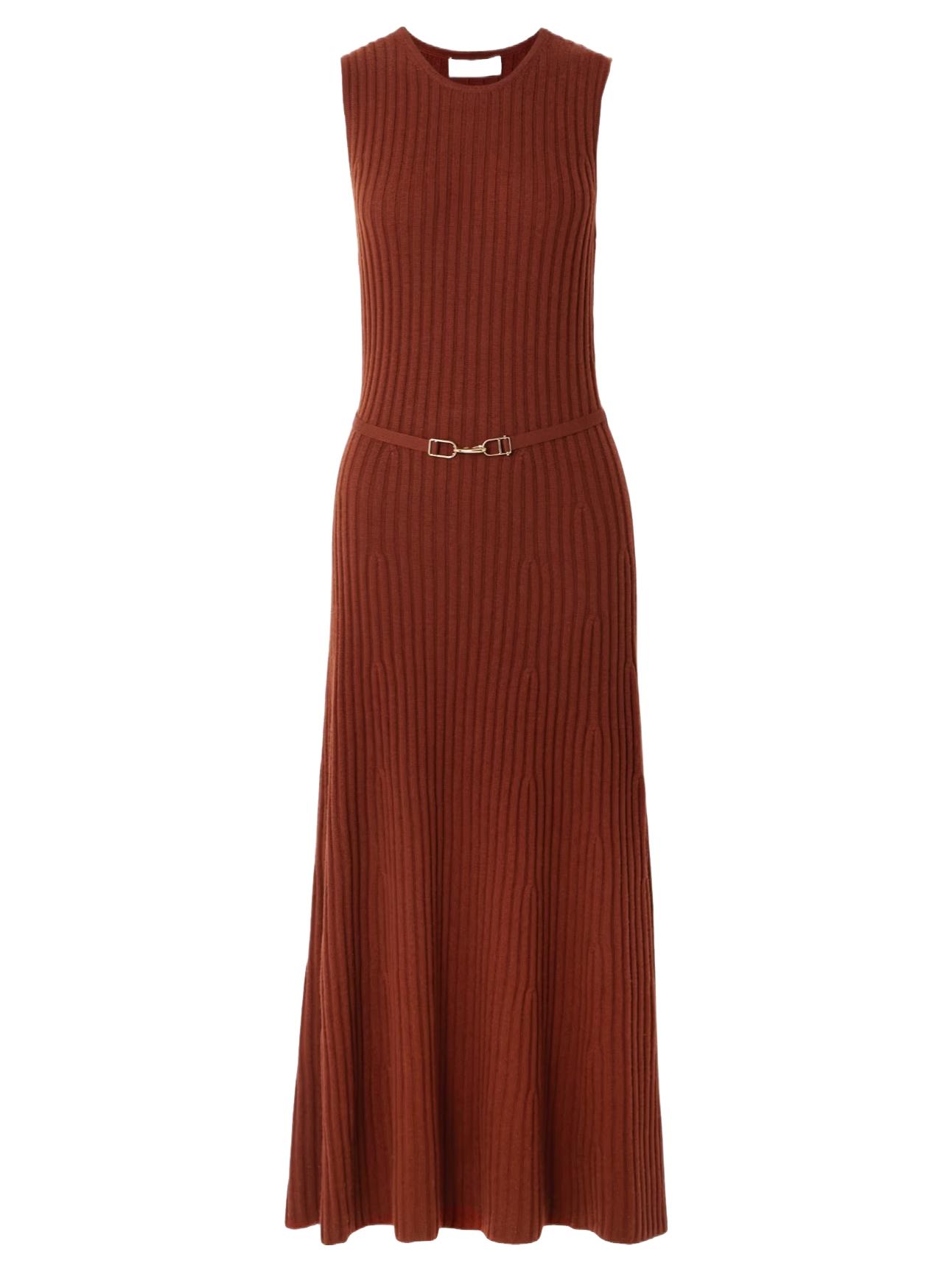 GABRIELA HEARST Gabriela Hearst Ribbed Knit Sleeveless Dress with Hardware Belt